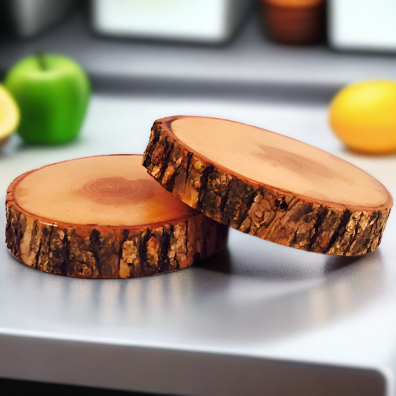 Jumbo Wood Coasters | Natural Wood | Rustic | Bark | ManMadeWoods ...