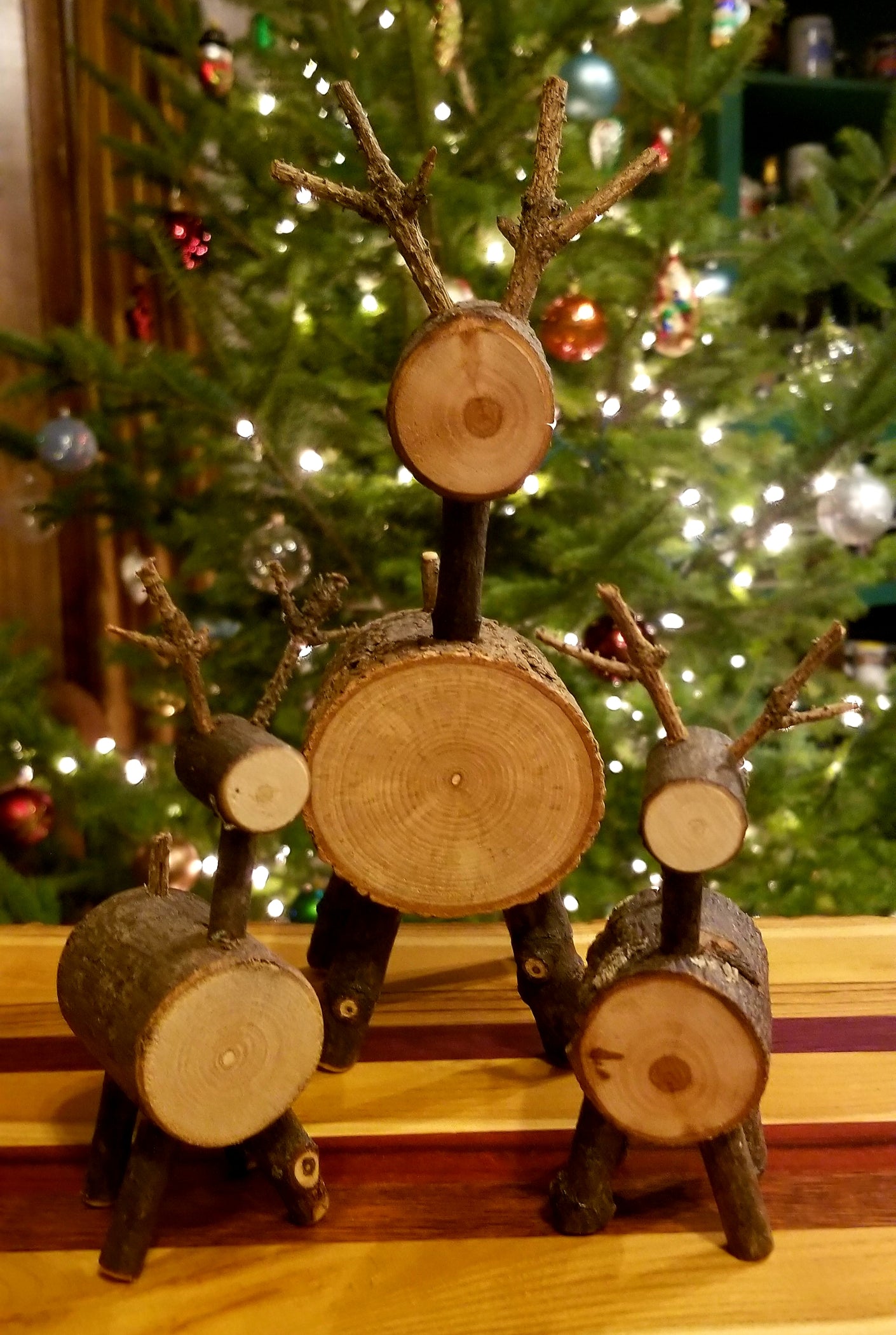 Wood Deer Decoration, Rustic Table Top Wood Deer, Handmade Wood Deer H ...