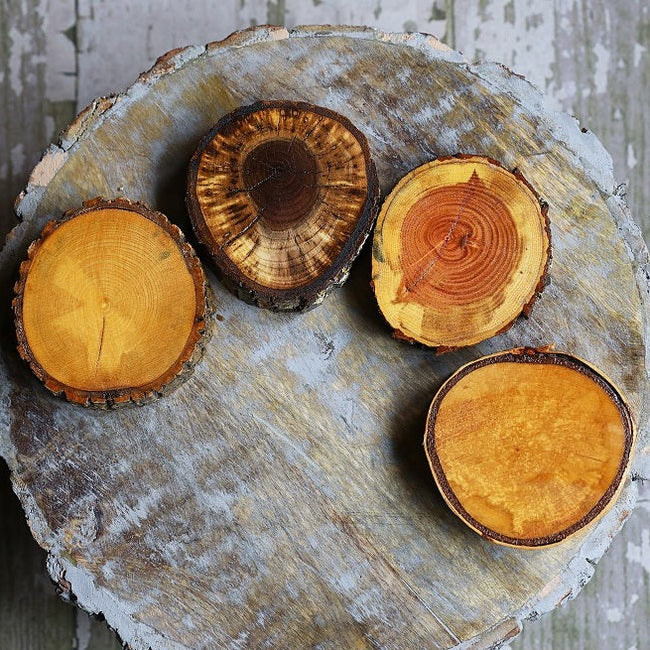 Natural Wood Coasters | With Bark | Tree Wood | ManMadeWoods — ManMade ...
