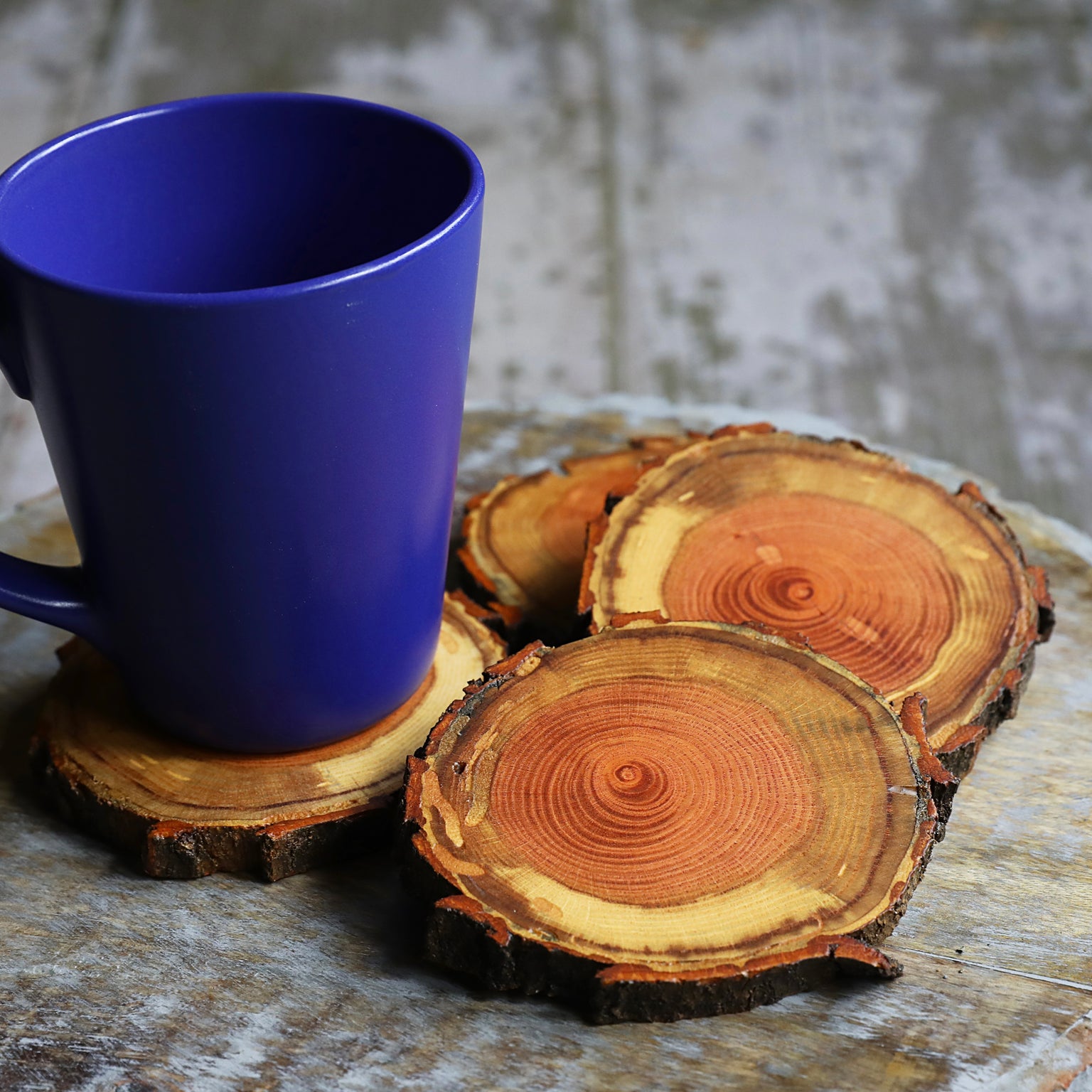 Natural Wood Coasters | With Bark | Tree Wood | ManMadeWoods — ManMade ...