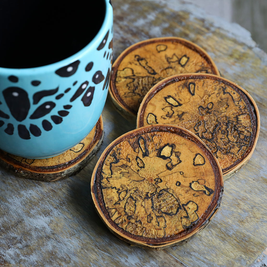 Natural Wood Coasters | With Bark | Tree Wood | ManMadeWoods — ManMade ...