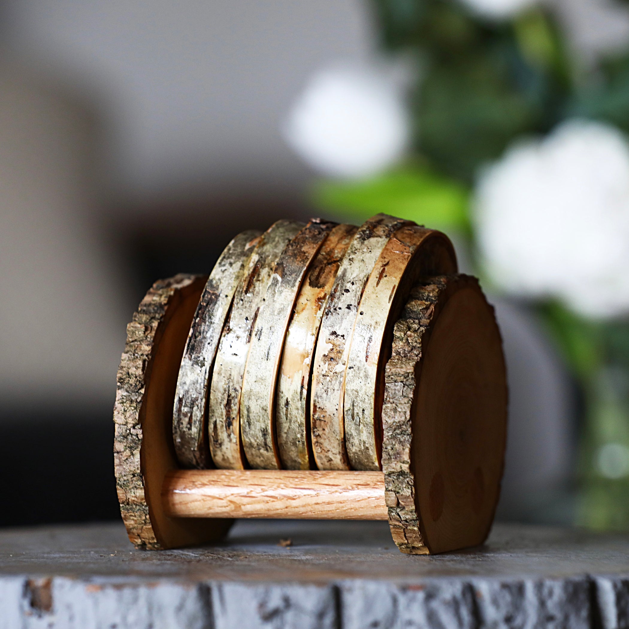 Natural Tree Wood Beverage Coaster Holder | Wood Beverage Drink Coaste ...